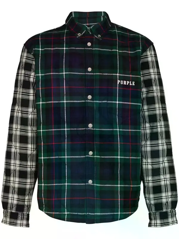 PURPLE BRAND Plaid Logo Quilted Shirt
