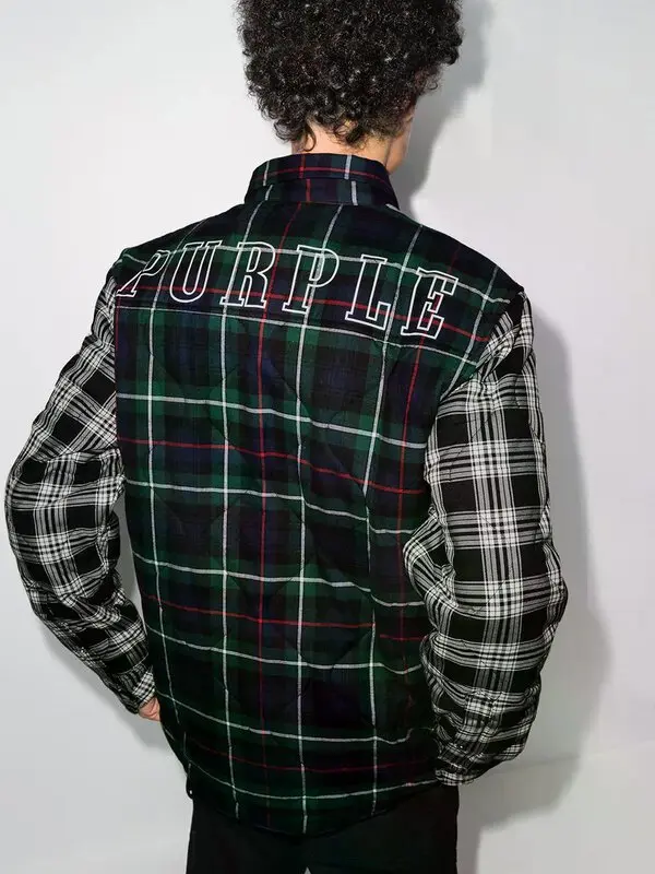 PURPLE BRAND Plaid Logo Quilted Shirt