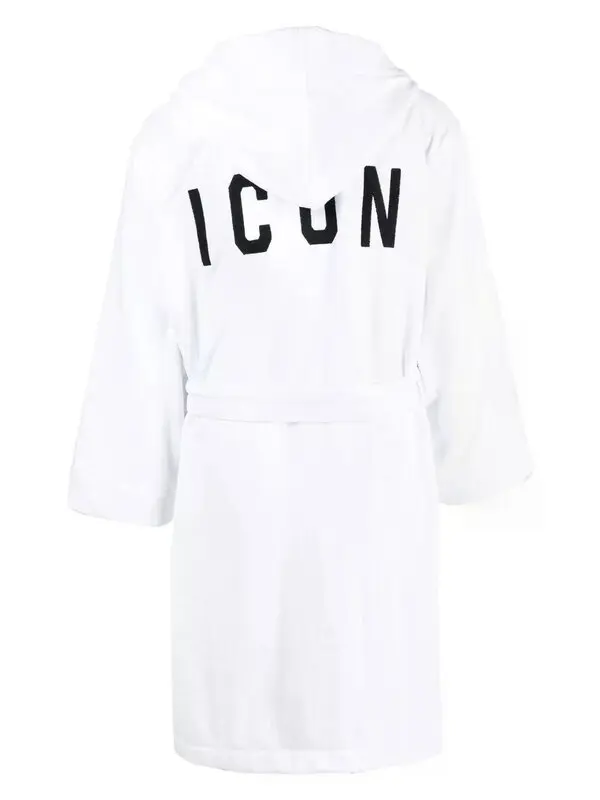 Dsquared2 Logo-detail Hooded Bathrobe - White