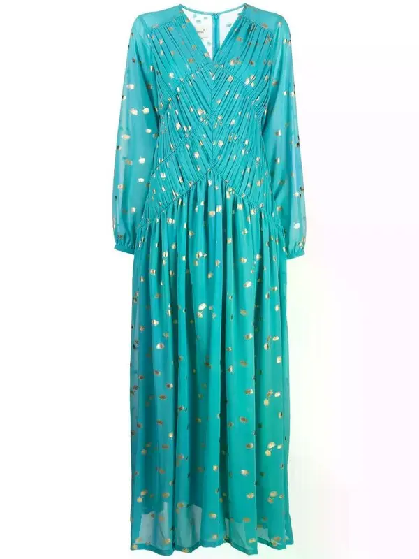 BAMBAH V-neck Long-sleeve Kaftan - Blue