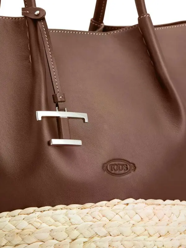 TOD'S Leather And Raffia Tote Bag