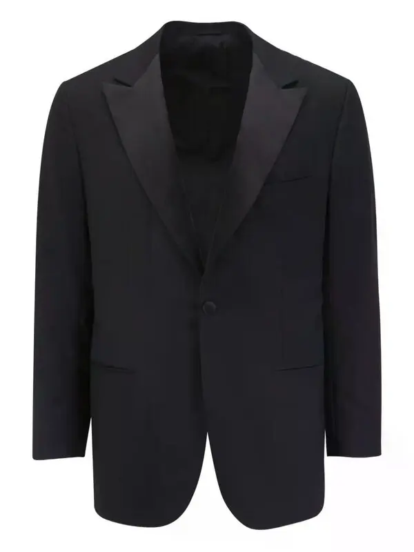 Kiton Satin-trim Blazer - Black