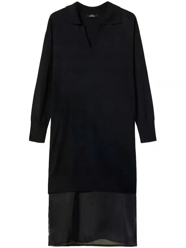 TWINSET Knitted Midi Dress With Sheer Hem - Black