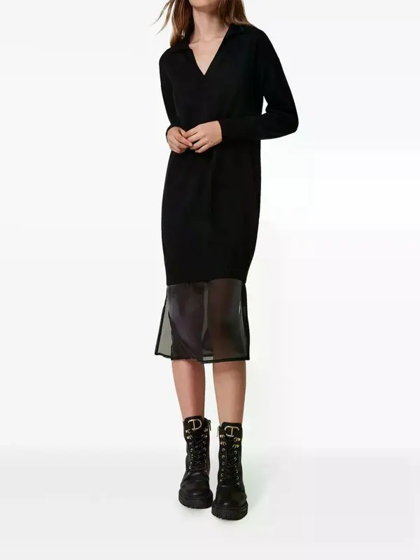 TWINSET Knitted Midi Dress With Sheer Hem