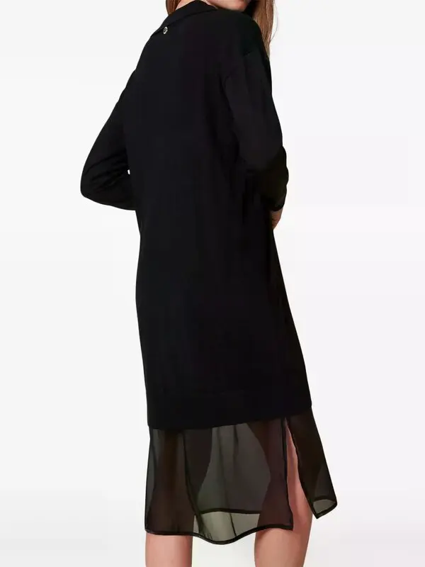 TWINSET Knitted Midi Dress With Sheer Hem