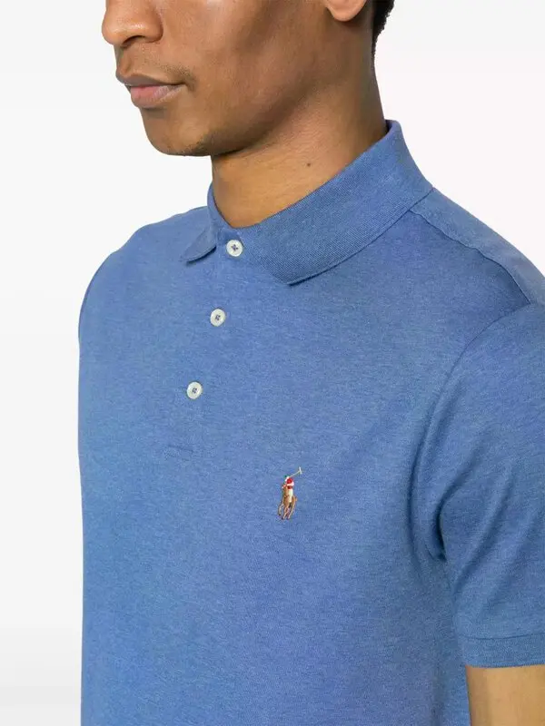 Polo Ralph Lauren Embroidered Logo Cotton Polo Shirt - Blue