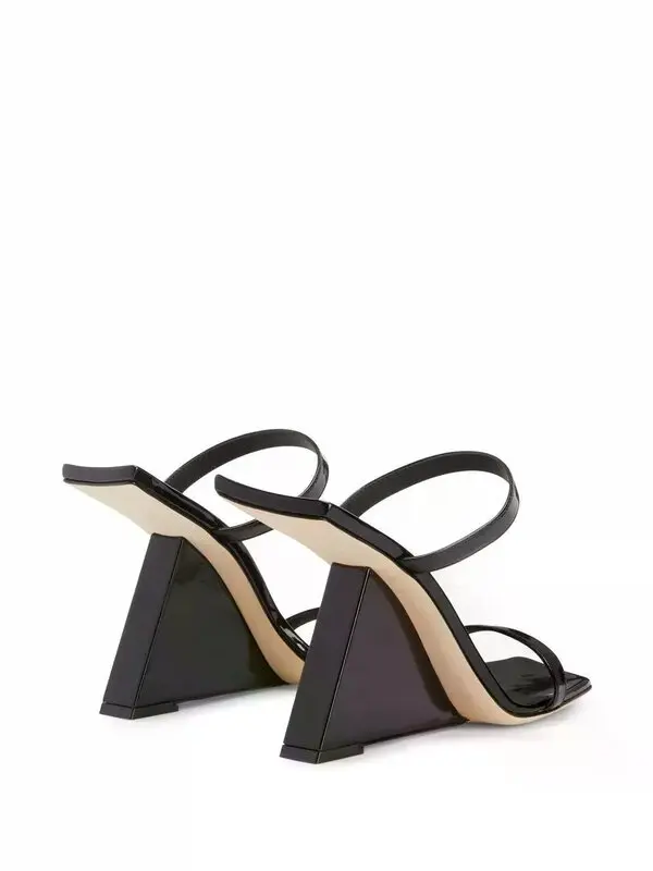 GIUSEPPE ZANOTTI Patent Leather Wedge Sandals - Black
