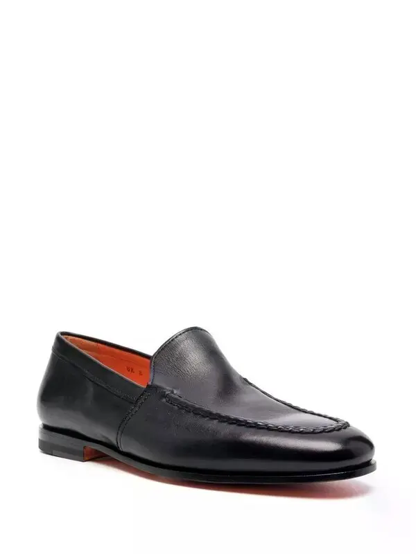 Santoni Almond Toe Leather Loafers