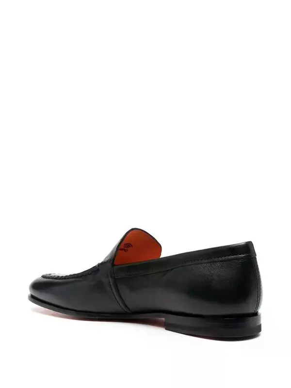 Santoni Almond Toe Leather Loafers