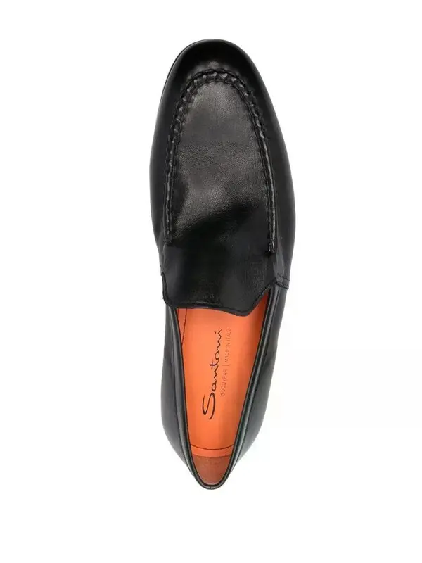 Santoni Almond Toe Leather Loafers