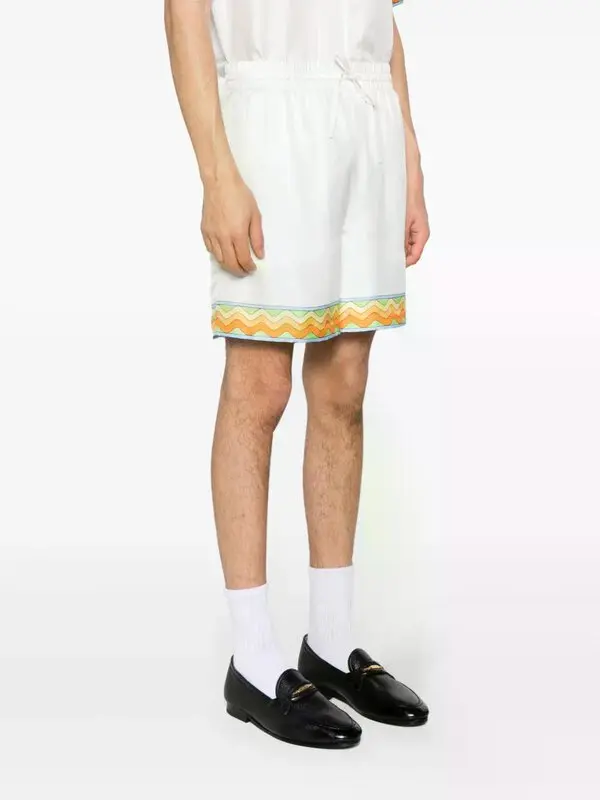 Casablanca Afro Cubism Tennis Club Silk Shorts - White