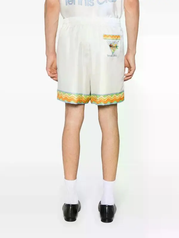 Casablanca Afro Cubism Tennis Club Silk Shorts - White