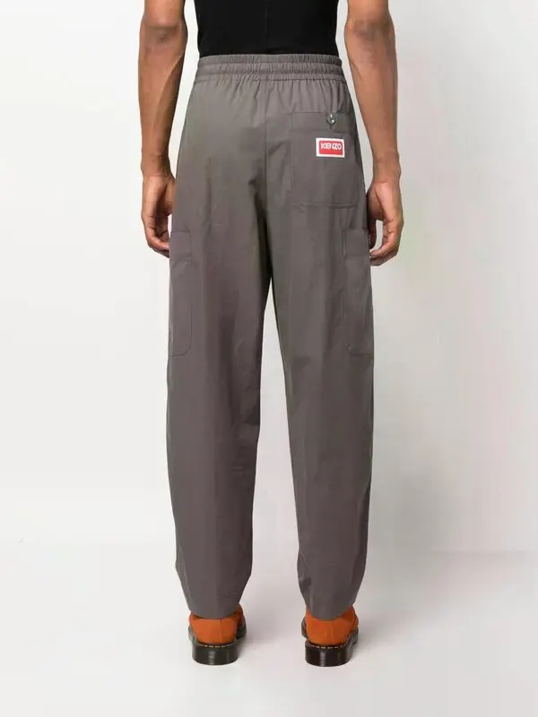 Kenzo Logo Patch Straight-leg Cotton Trousers