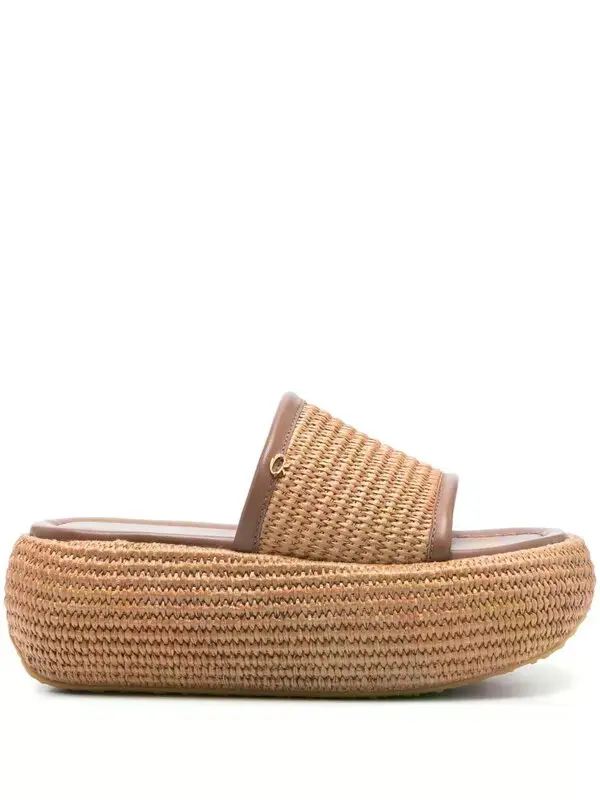 GIANVITO ROSSI 60mm Raffia Platform Espadrilles - Brown