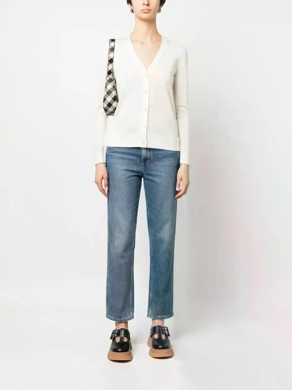 Tory Burch Logo-button Knit Cardigan - Neutrals