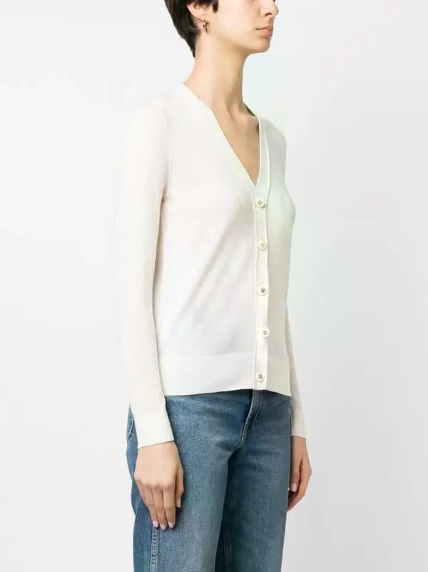 Tory Burch Logo-button Knit Cardigan - Neutrals