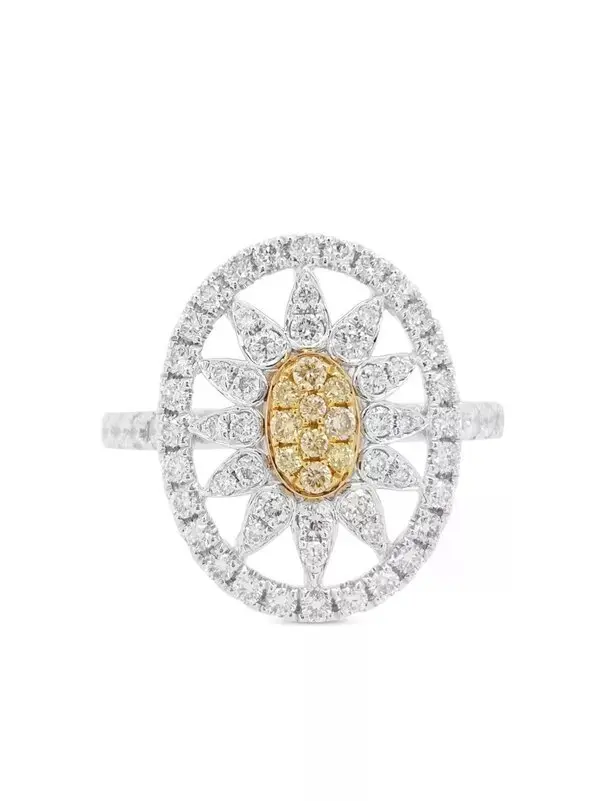 HYT JEWELRY 18kt Yellow Gold And Platinum Diamond Ring - Silver