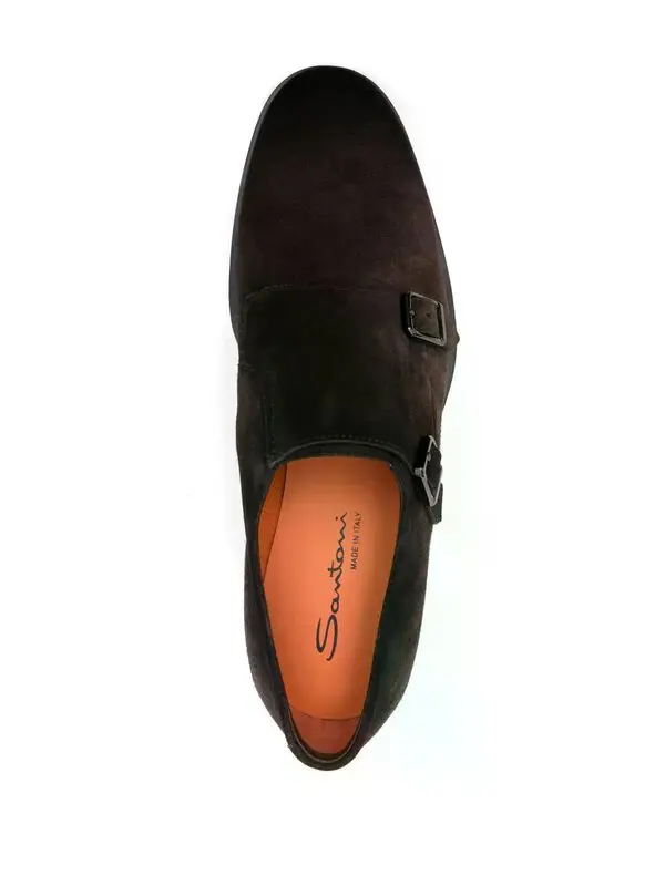 Santoni Suede Double Monk Strap Shoes