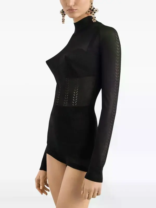 Dolce & Gabbana Silk Mock-turtleneck Sweater With Stitch Detail