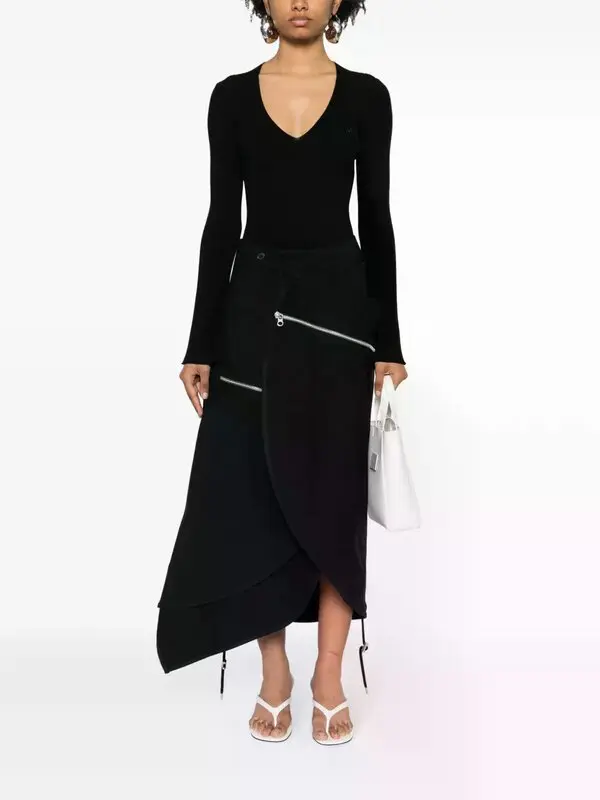 COURREGES Ribbed Jumper With Appliqué Logo - Black
