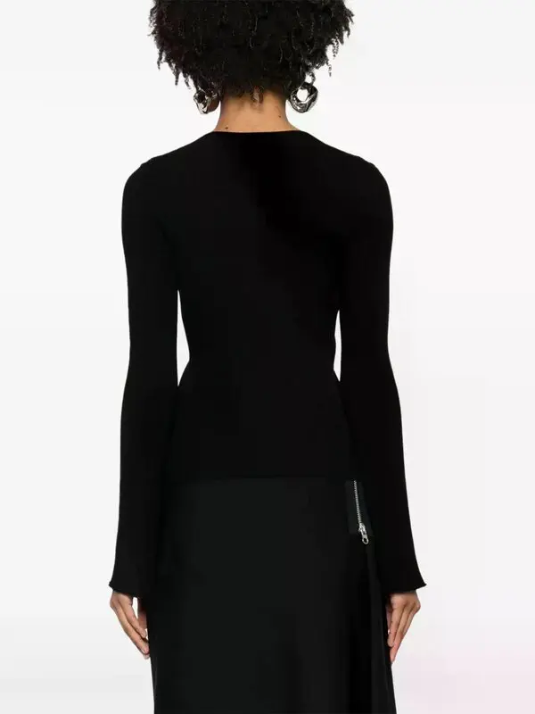 COURREGES Ribbed Jumper With Appliqué Logo - Black