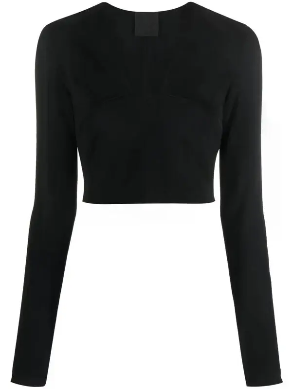 Givenchy Stretch Square Neck Cropped Top - Black