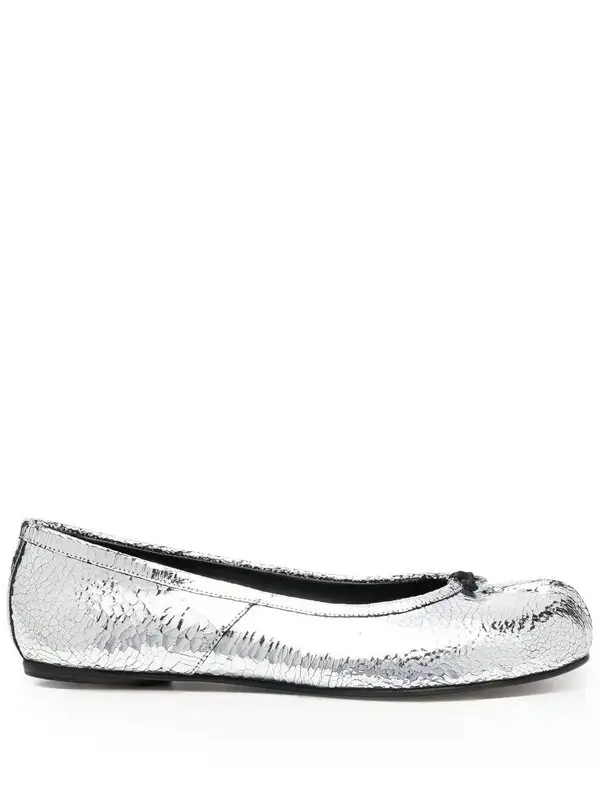 MAISON MARGIELA Tabi Ballerina Shoes In Mirror Effect Leather - Silver