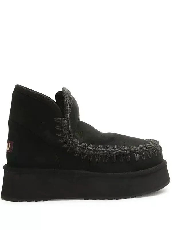 Mou Suede Whipstitch Trim Flatform Boots