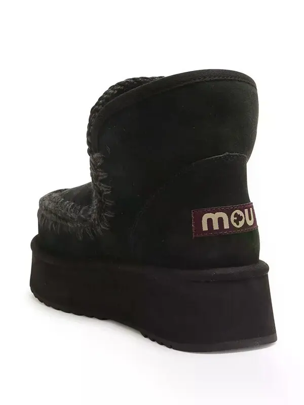 Mou Suede Whipstitch Trim Flatform Boots