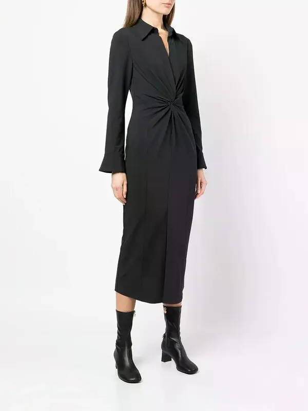 Cinq À Sept Mckenna Twist Midi Shirt Dress - Black