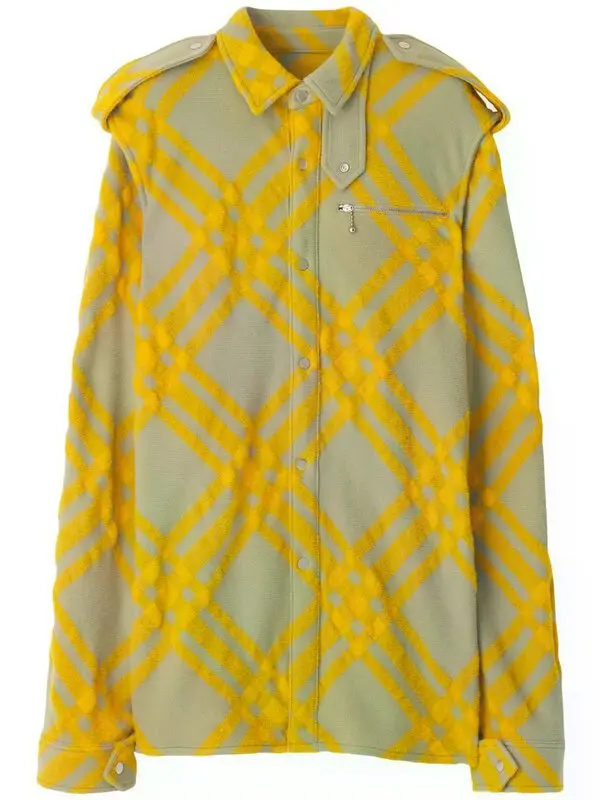 Burberry Check-pattern Wool-blend Shirt - Grey