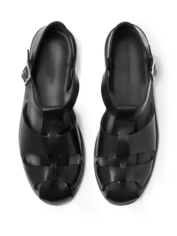 SCAROSSO Apollo Leather Sandals - Black