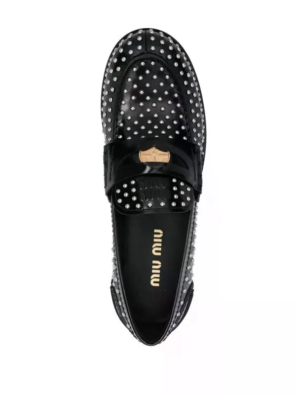Miu Miu Stud-embellished Calf Leather Loafers