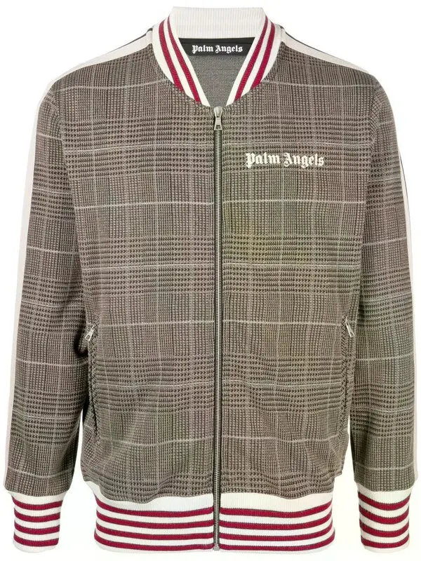 Palm Angels Checked Wool Blend Bomber Jacket