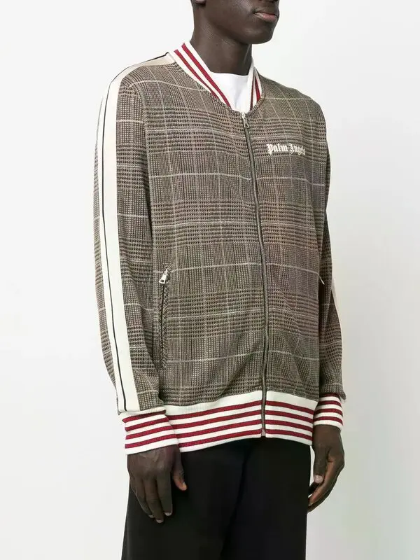 Palm Angels Checked Wool Blend Bomber Jacket