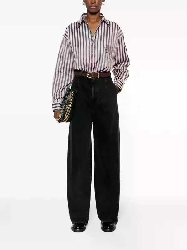 Etro Pegaso Embroidered Striped Shirt