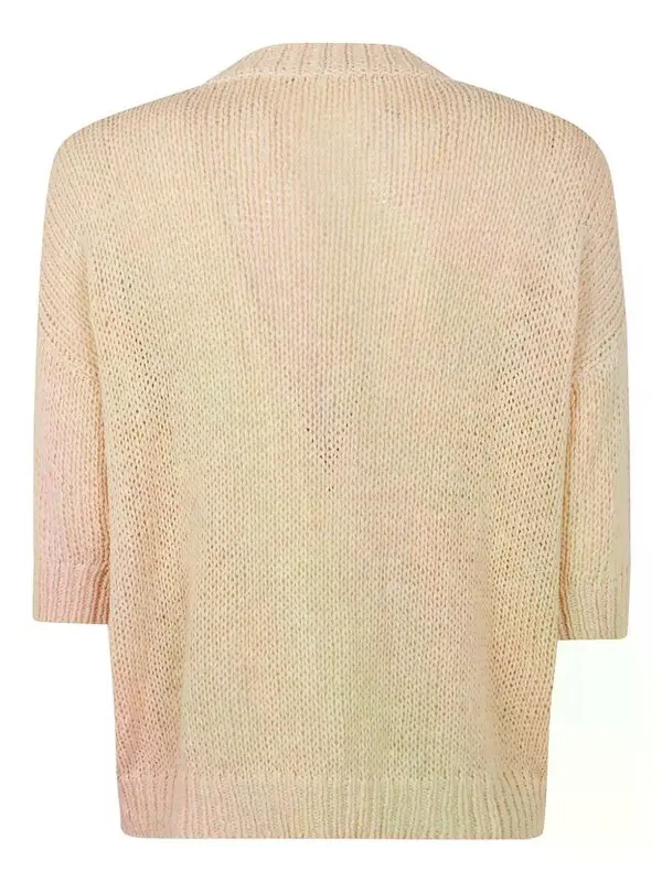 NUUR Crochet-knit Top With Ribbed Trim - Neutrals
