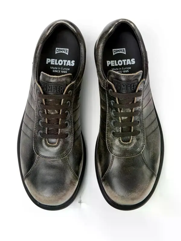 Camper Pelotas Ariel Distressed Leather Sneakers - Grey