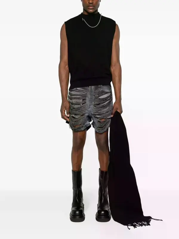 Rick Owens Distressed Denim Shorts