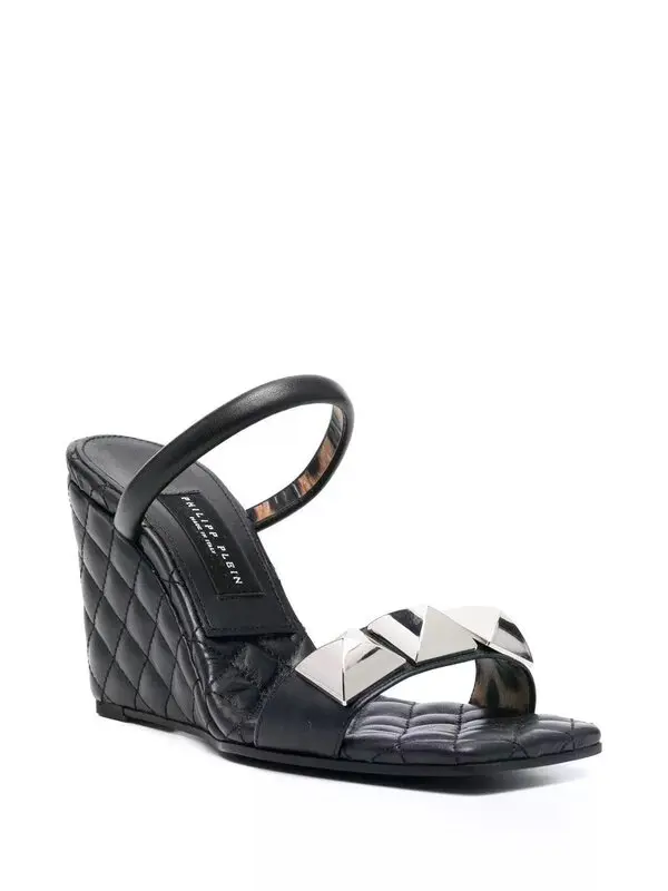 Philipp Plein Matelassé Leather Wedge Sandals