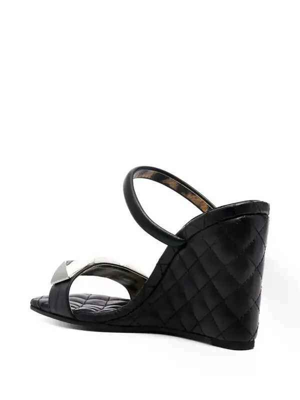 Philipp Plein Matelassé Leather Wedge Sandals