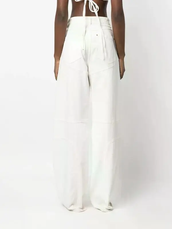 Blumarine High-rise Wide-leg Jeans With Ribbed Knee Detailing