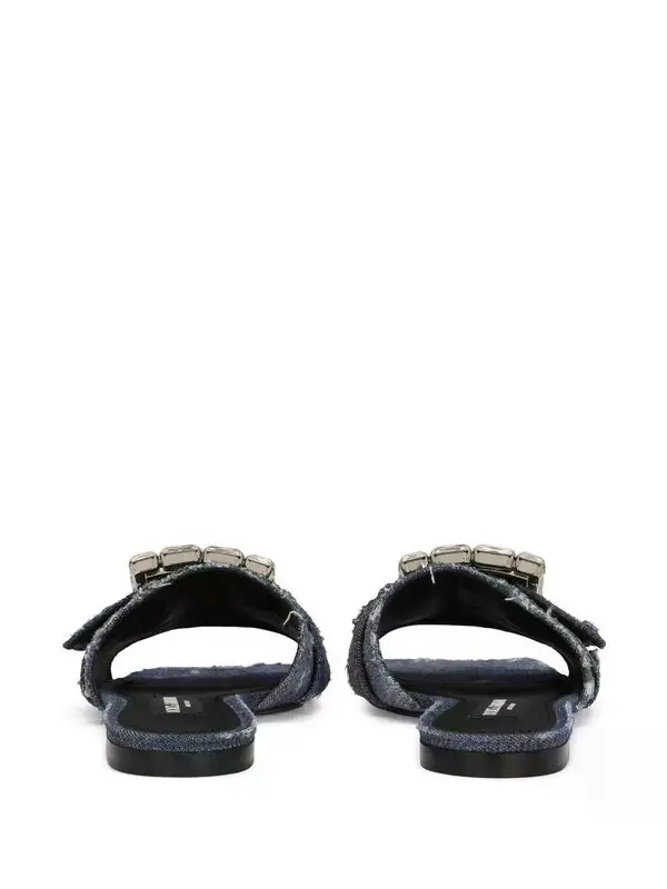 Dolce & Gabbana Embellished Patchwork-denim Flat Sandals
