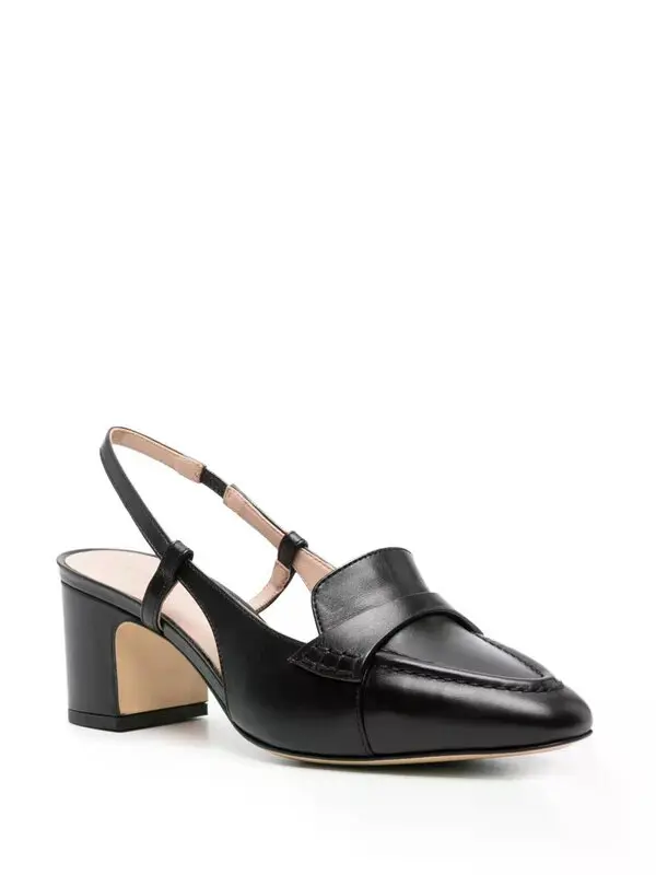 SCAROSSO Bianca 60mm Leather Slingback Pumps - Black