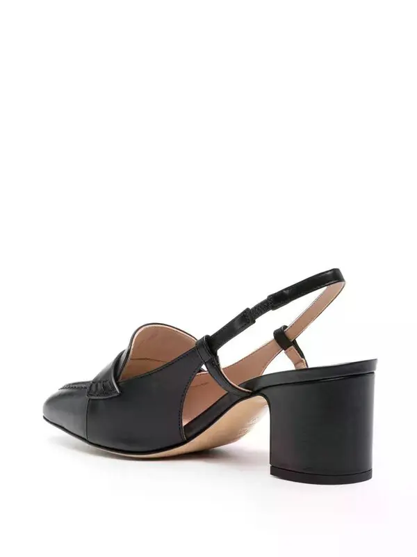 SCAROSSO Bianca 60mm Leather Slingback Pumps - Black