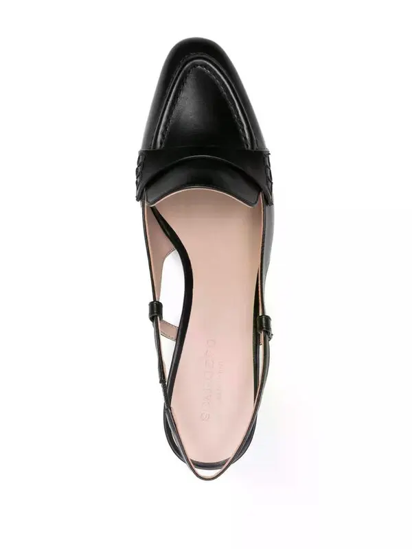 SCAROSSO Bianca 60mm Leather Slingback Pumps - Black