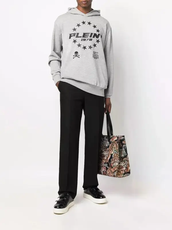 Philipp Plein Logo-print Pullover Hoodie - Grey