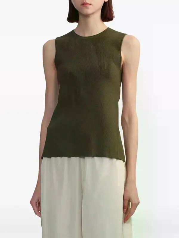 Tibi Cutout Detail Ribbed Sleeveless Top