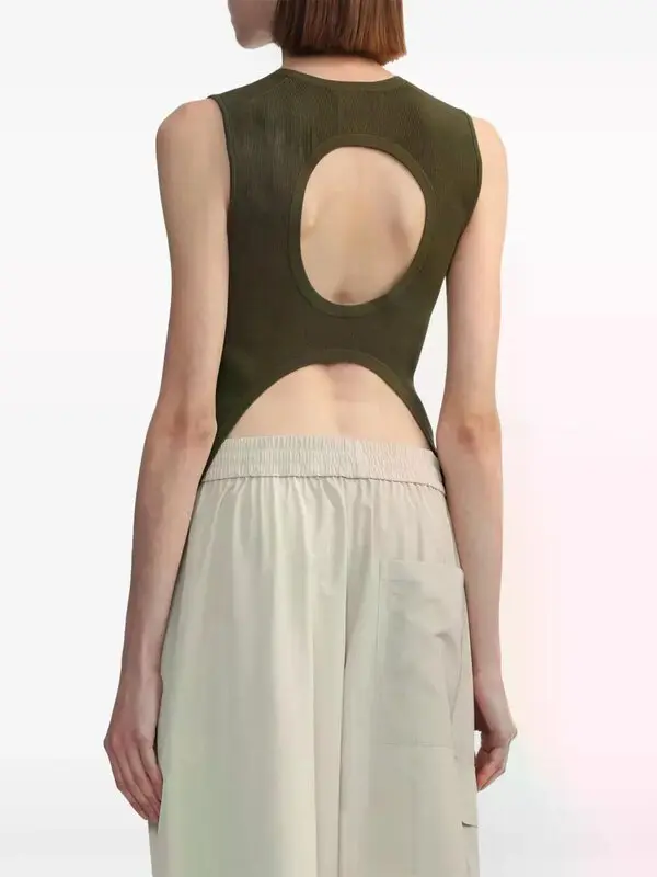 Tibi Cutout Detail Ribbed Sleeveless Top