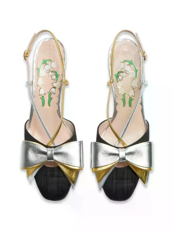 Valentino Garavani Moirè Slingback Pumps With Bow Detail - Black